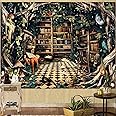 Amazon.com: Accnicc Fantasy Forest Bookshelf Tapestry Witchy Fairy Tree ...