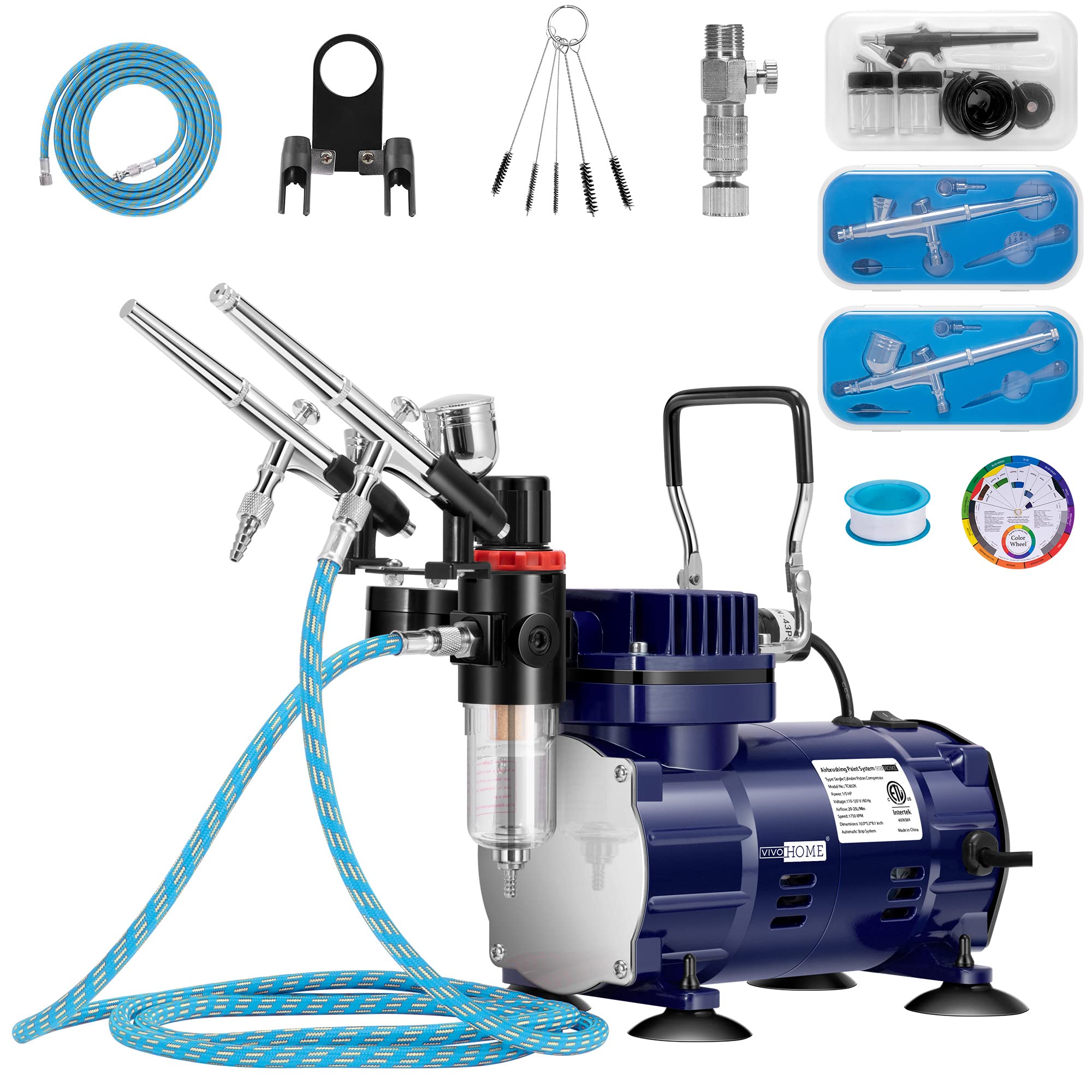 VIVOHOME Airbrush Kit with Professional Air Compressor and 3 Dual ...