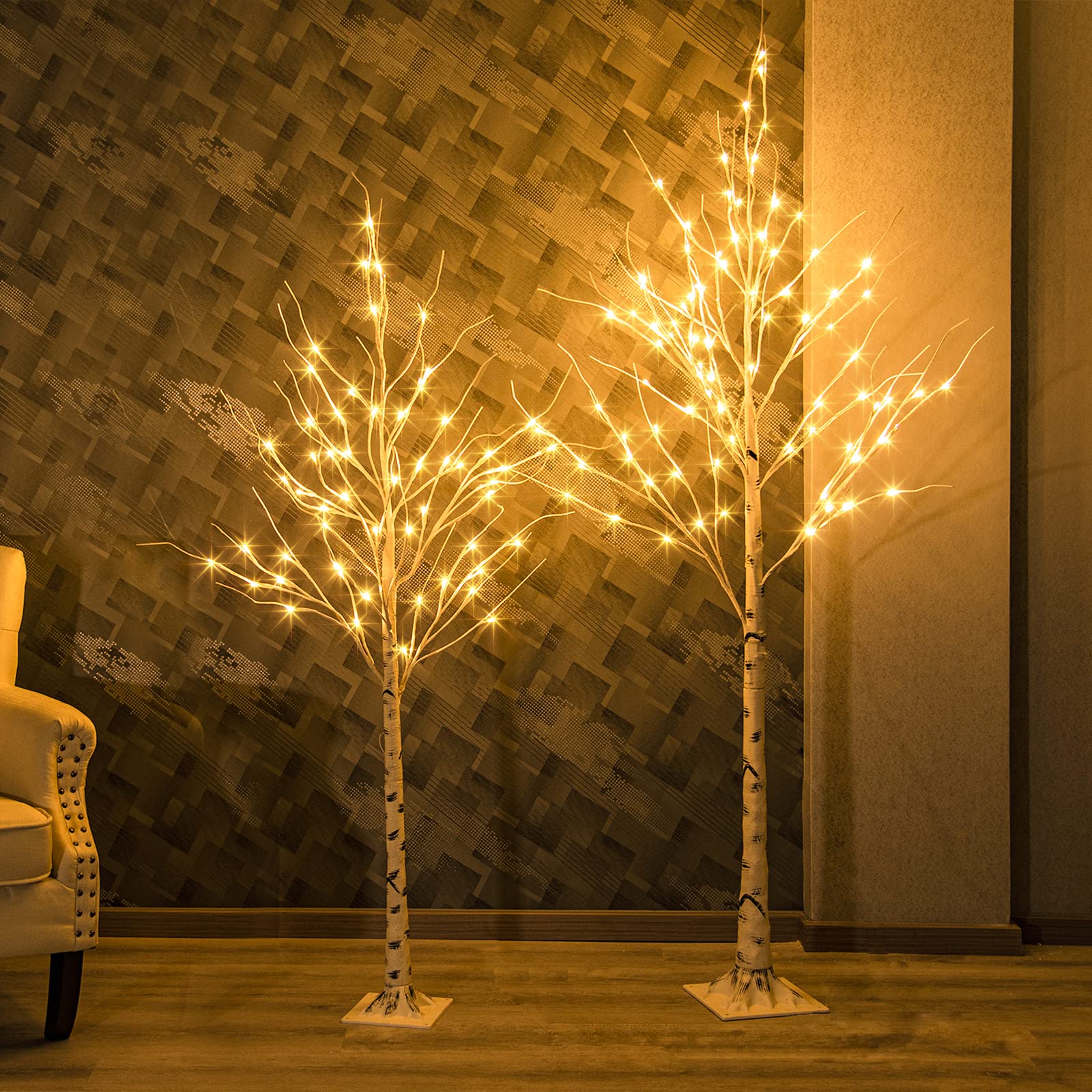 Vanthylit Prelit Birch Tree Light, White Christmas Tree for Home Party ...
