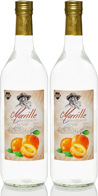 Marillen-Schnaps 1,0 Liter, 2 Flaschen Aprikose/Aprikosenschnaps ...