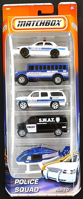Amazon.com: Matchbox 5 Car Pack Police Squad No. 10 by Mattel: Toys & Games