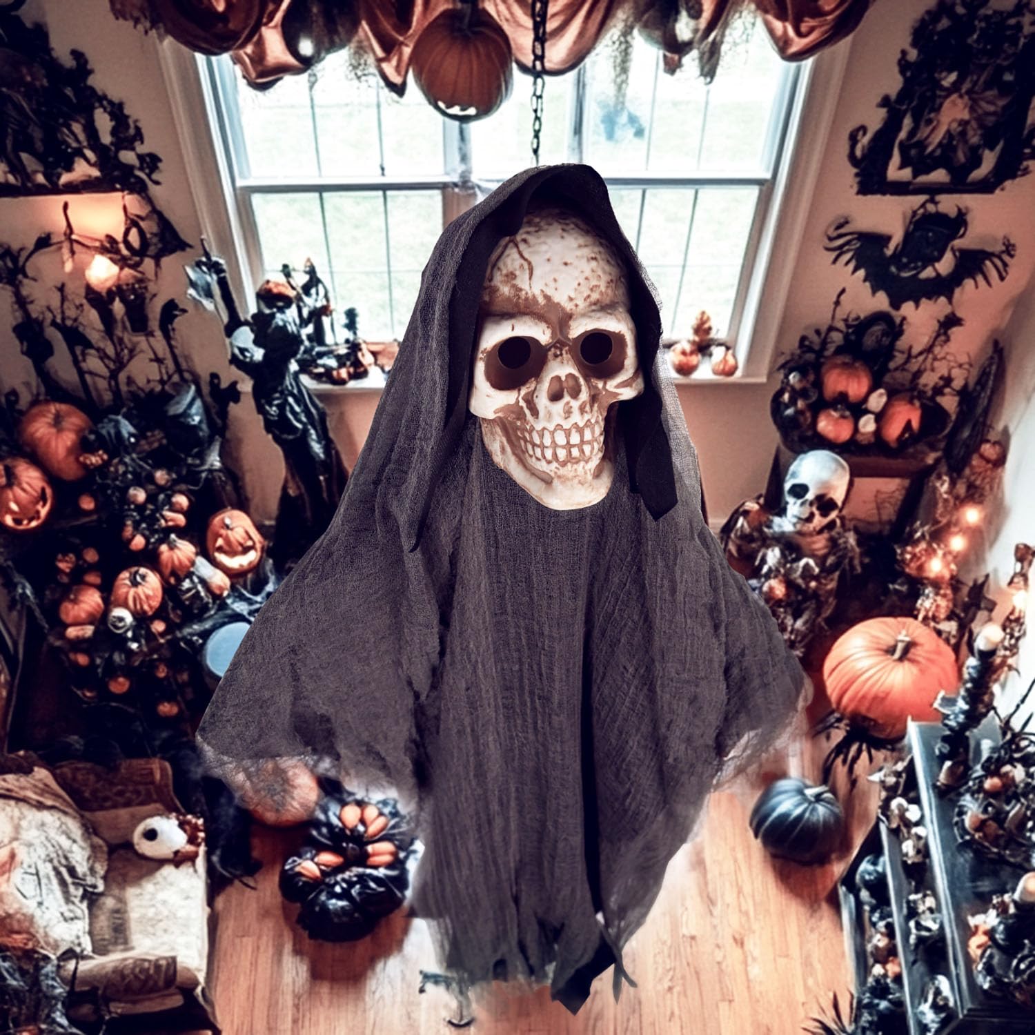 Halloween Decorations 48'' Skeleton Reaper,Hanging Scary of Death Ghost ...