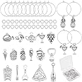Amazon.com: SUNNYCLUE 1 Box 16Pcs 16 Styles Wine Glass Charm Rings Bulk Food Wine Charms Silver ...