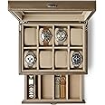 Amazon.com: TAWBURY 8 Slot Watch Box with Storage Drawer - Premium ...
