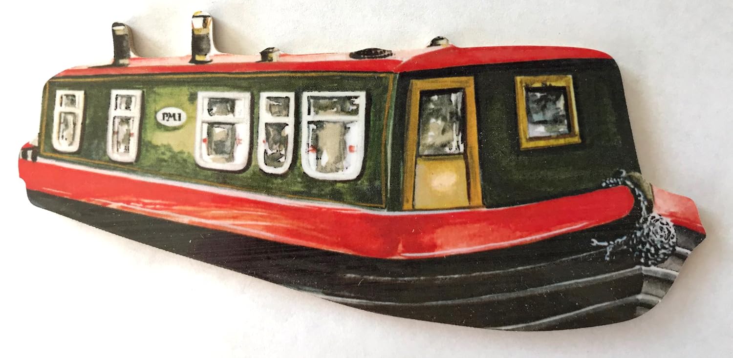 Larkrise Designs Green Canal Boat Magnet - Hand Cut Wooden - WT38J ...