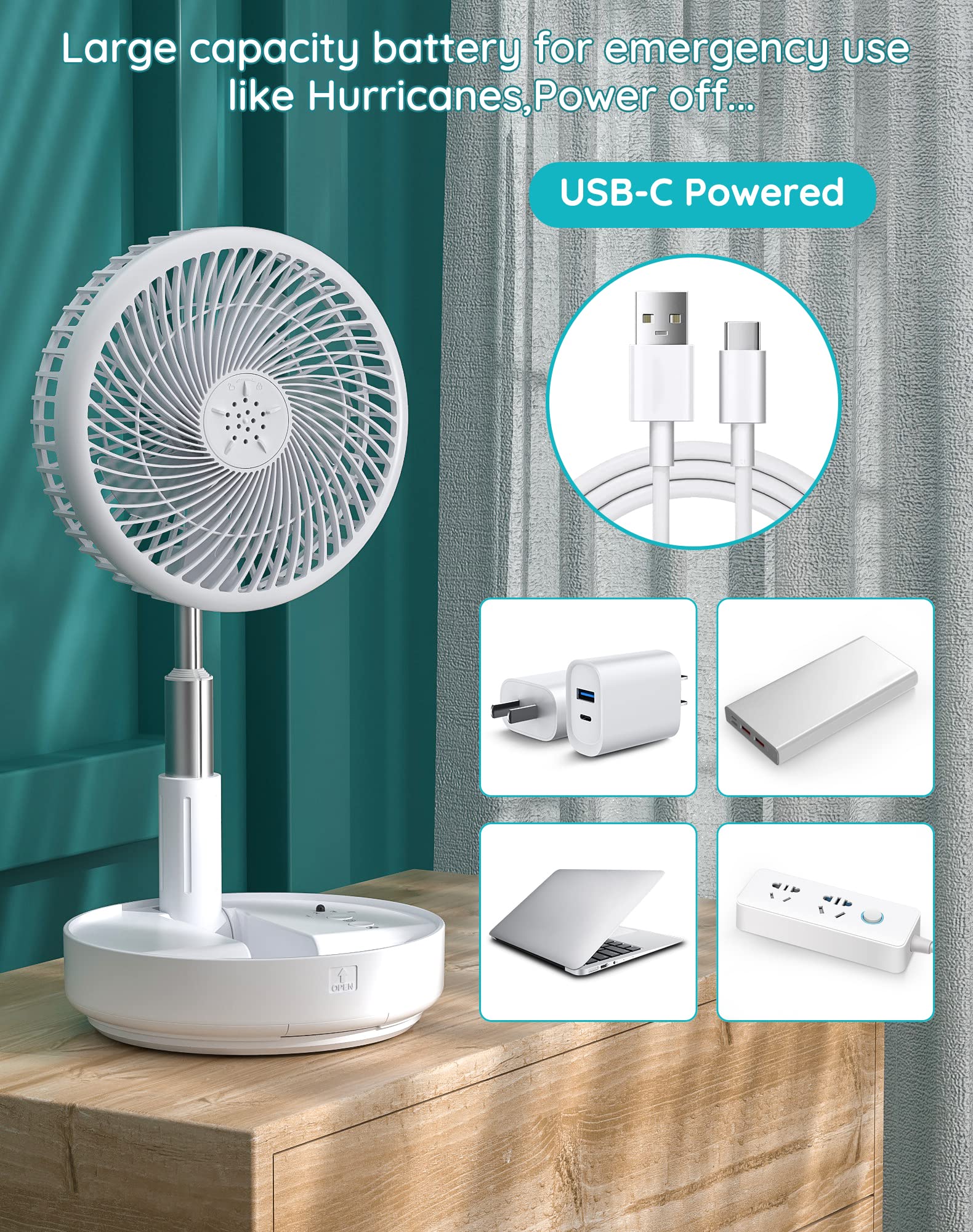 Mua Portable Oscillating Standing Fan,Rechargeable Battery Operated USB ...