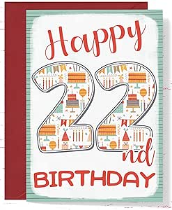 Amazon.com : Happy 22nd Birthday Card, Birthday Card for 22 Year Old for Son, Daughter, Niece ...