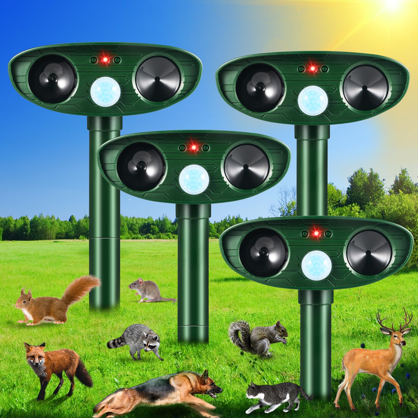 **NOT IN ORIGINAL PACKAGE**4 Pack 2025 Solar Ultrasonic Animal ...