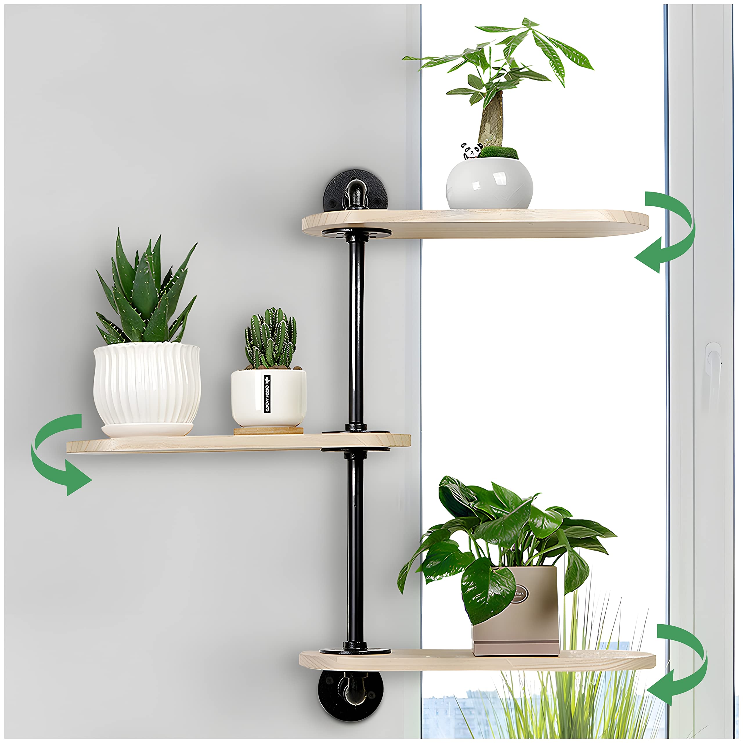 VEBAVO Rotating Window Plant Shelves for Optimal Light Exposure 16 inch ...