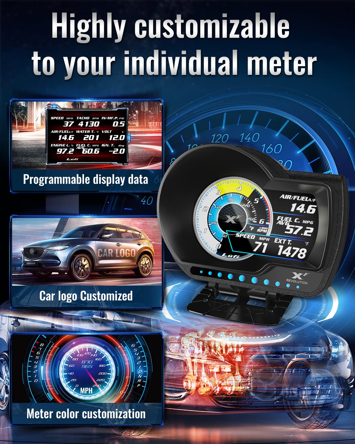 Mua Xf Multifunctional Obd2 Gauge Display, Heads Up Display, Obd2 ...