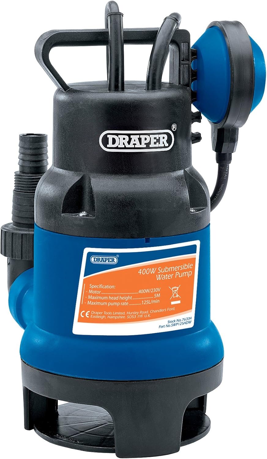 Draper 76334 125-Litres-per-Minute 400-Watt Submersible Dirty Water ...