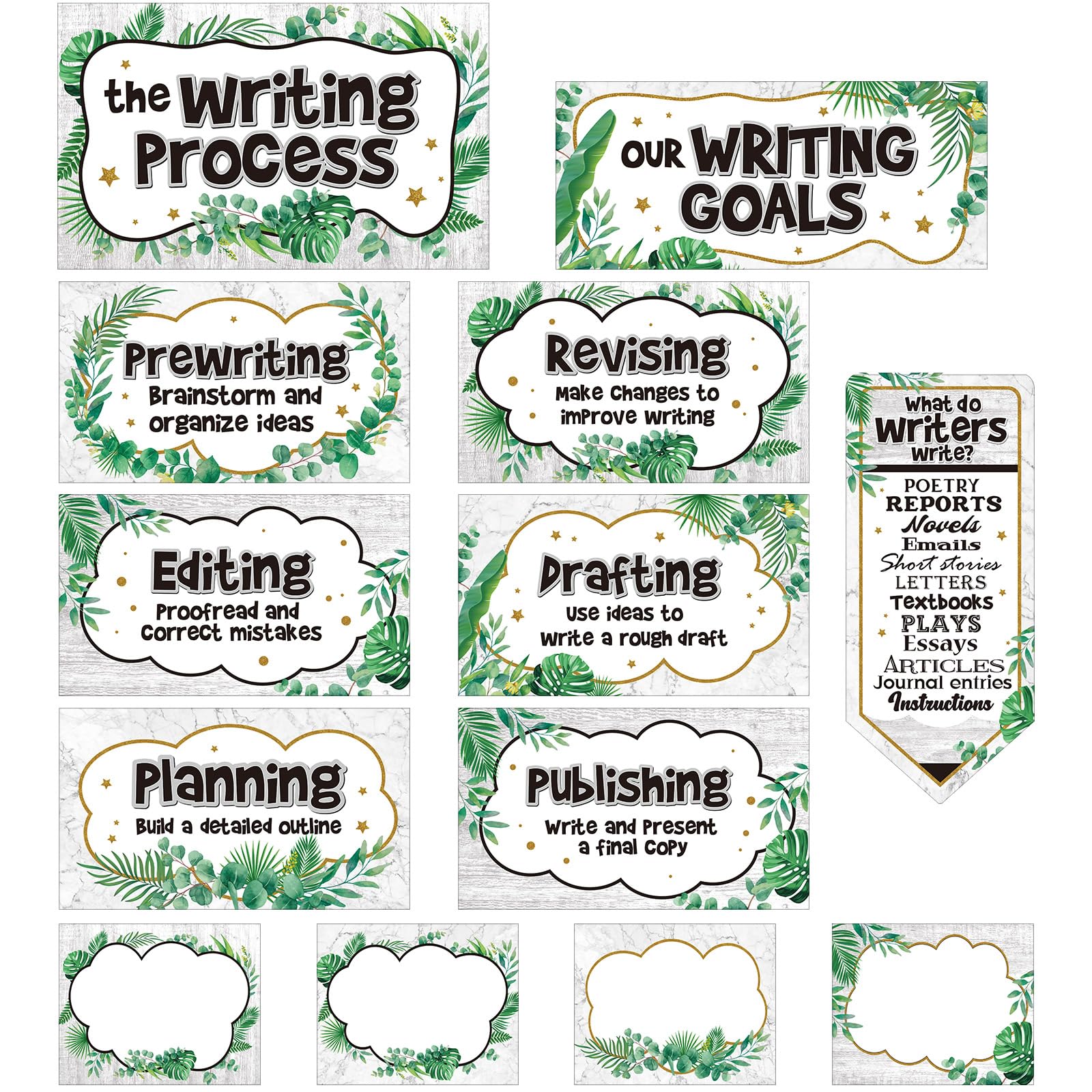 Tatuo 45 Pcs Writing Process Bulletin Board Set Farmhouse Eucalyptus ...