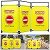 3 Panels Safety Barricade Heavy Duty PVC Frame 5.8FT Foldable Security ...