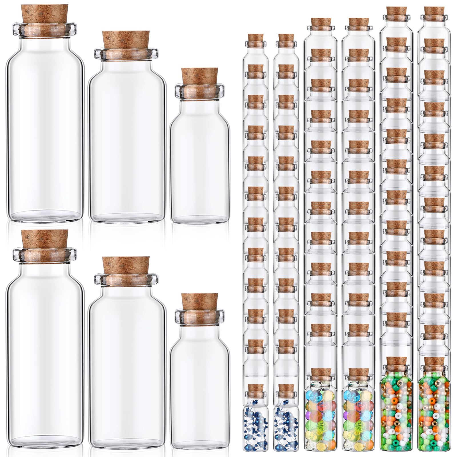 Dandat 100 Pcs Mini Glass Jars Bottles with Cork Stoppers, 5ml, 10ml ...