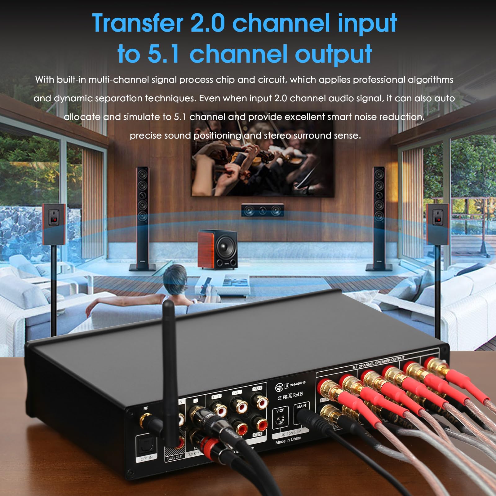 Mua 5.1 Channel Bluetooth Amp, Power Audio Amplifier with Optical ...