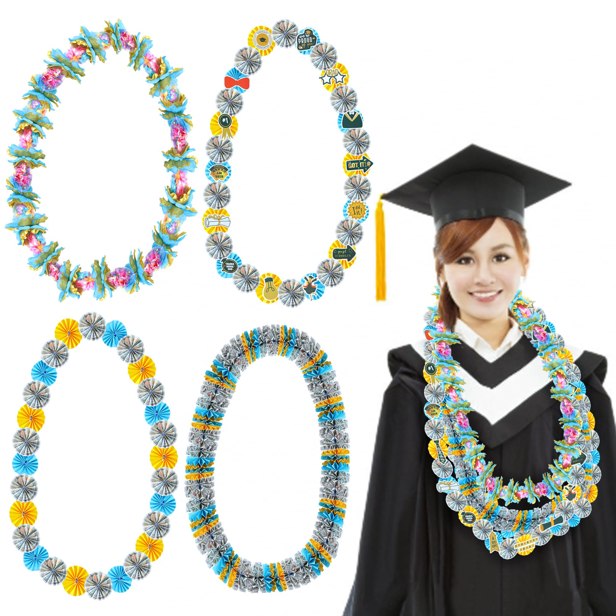 Sozize 2025 Graduation Money Lei Candy Leis DIY Making Kit with Blue ...