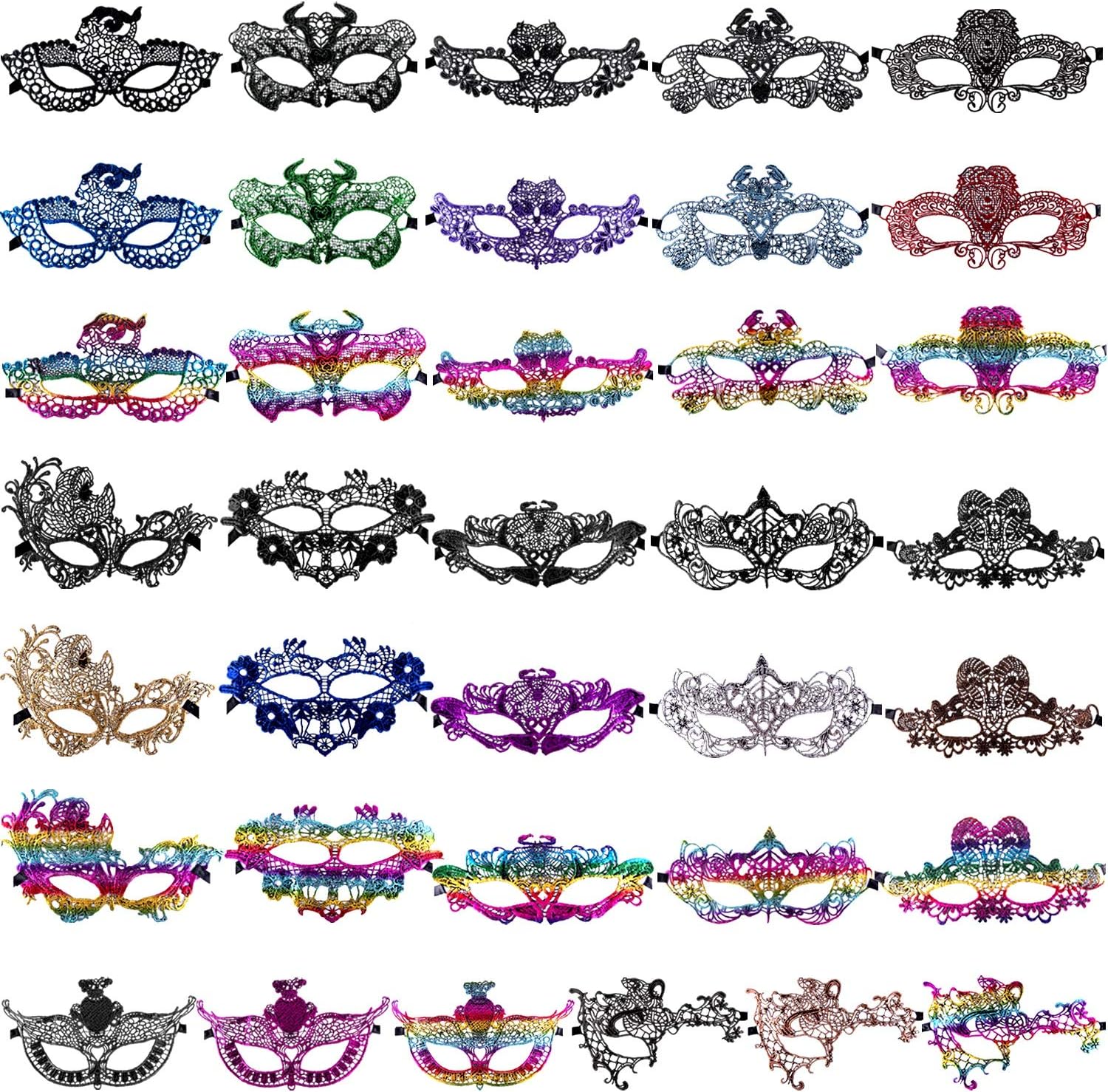 SIQUK 36 Pieces Masquerade Masks Twelve Constellation Lace Masquerade ...