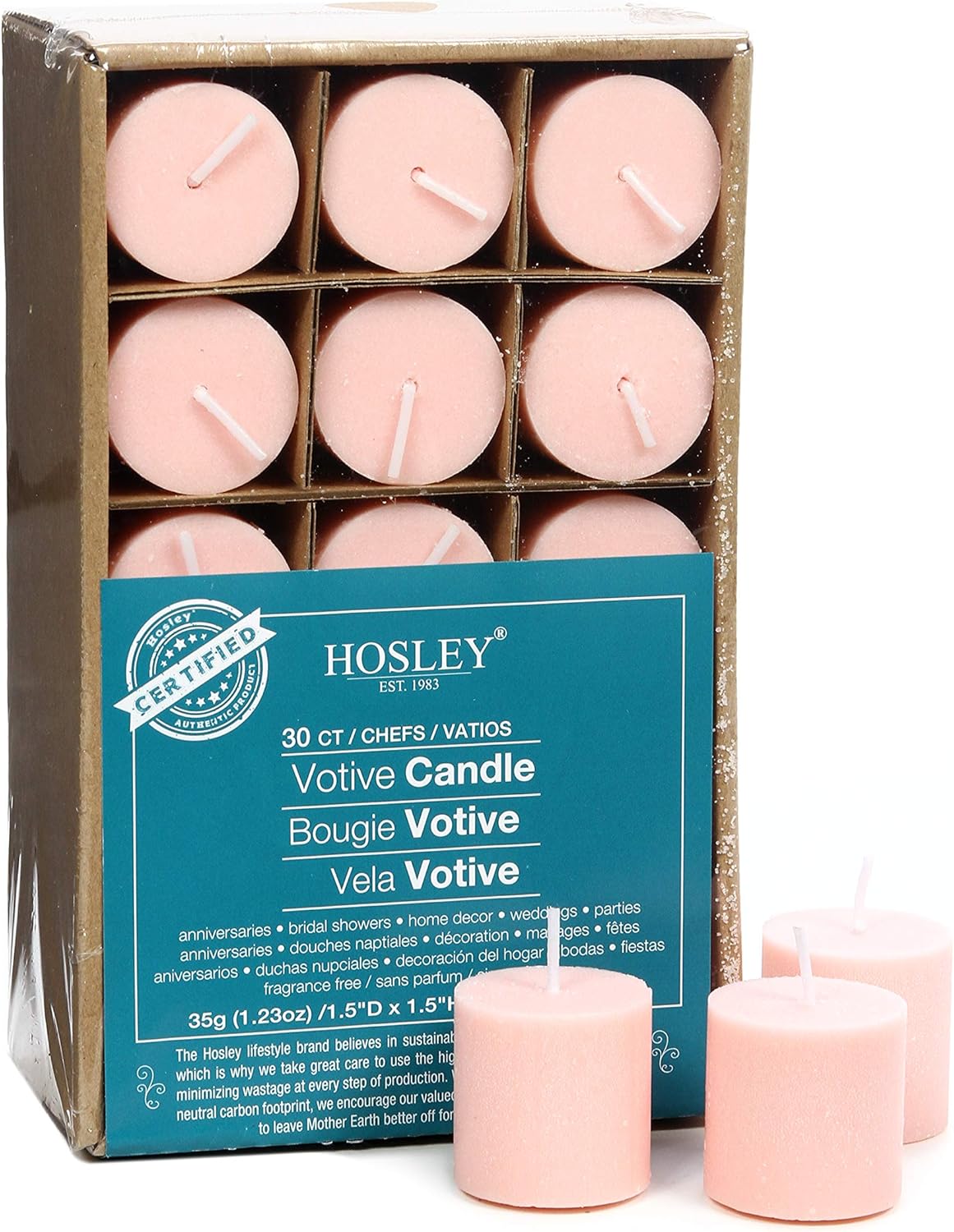 Amazon.com: Hosley Set of 30 Unscented Votive Candles up to 10 Hour ...