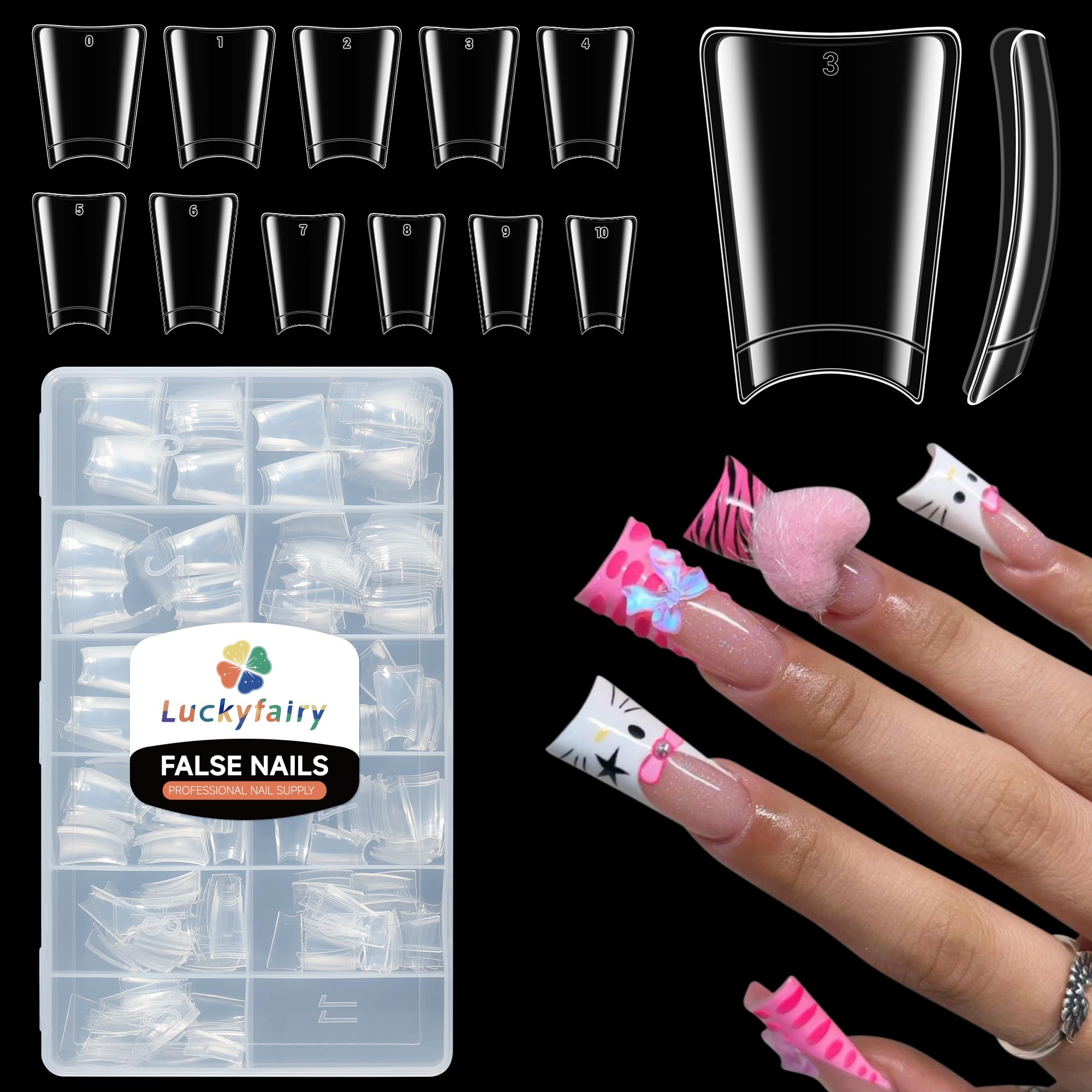 Luckyfairy Half Cover Duck Nail Tips 504 Pcs Duck Press on Nails Clear ...
