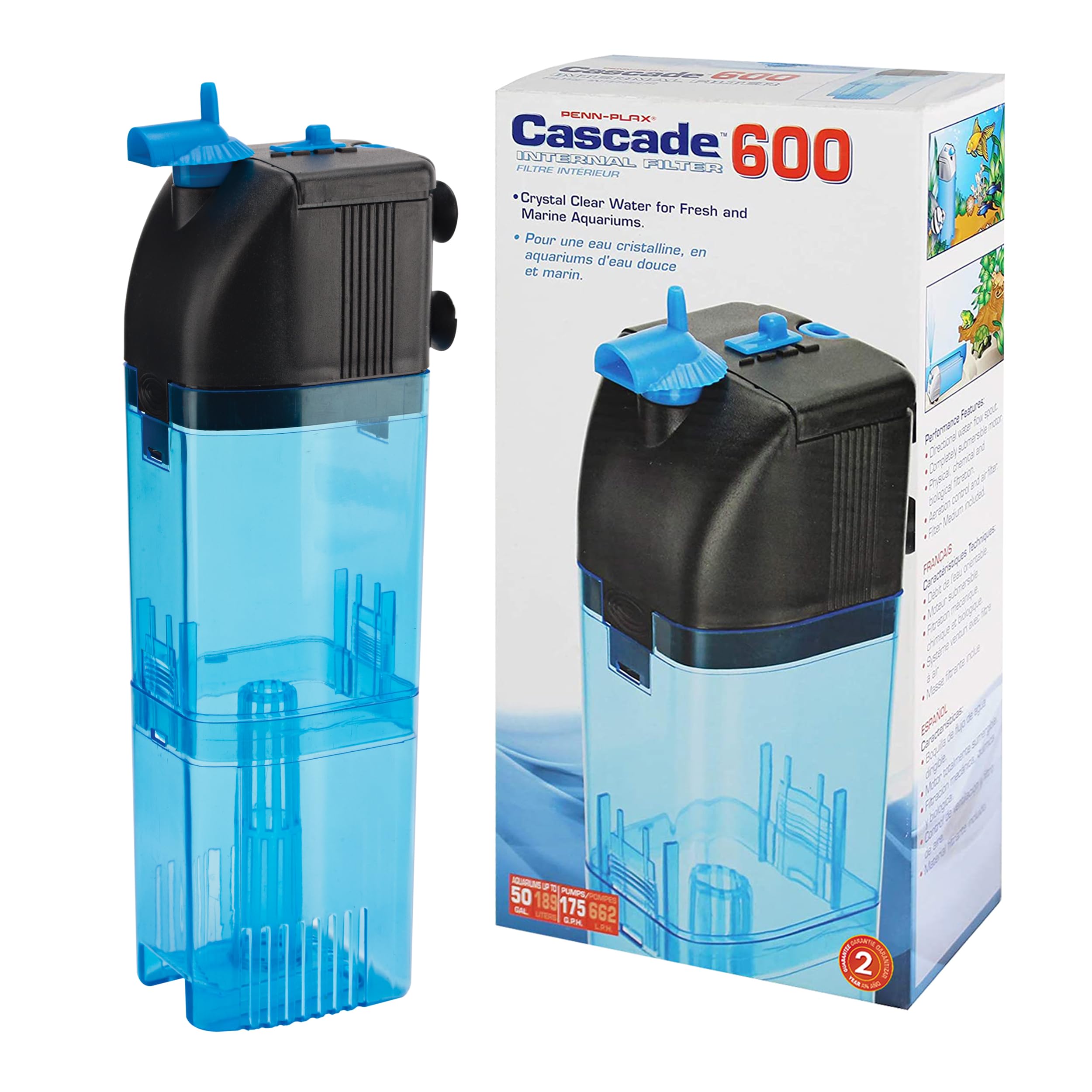 Penn-Plax Cascade 600 Fully Submersible Internal Filter – Provides ...