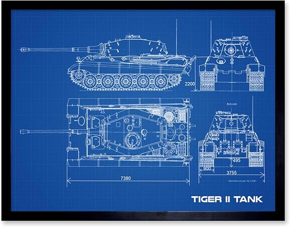 Amazon.com: Tiger II Panzerkampfwagen Heavy Tank Blueprint Plan Art ...