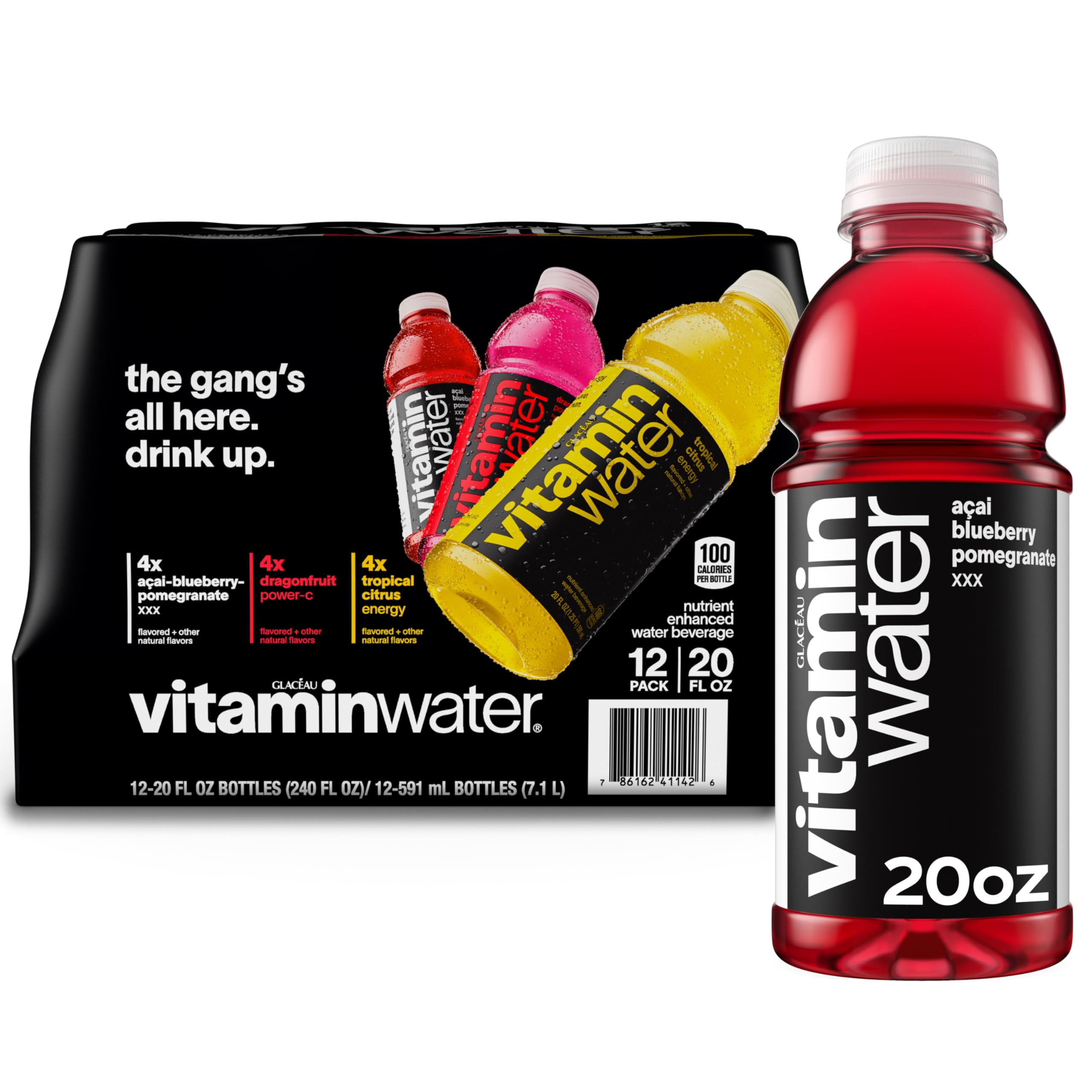 vitaminwater Variety Pack Nutrient Enhanced Flavored Water Beverage, 20 ...