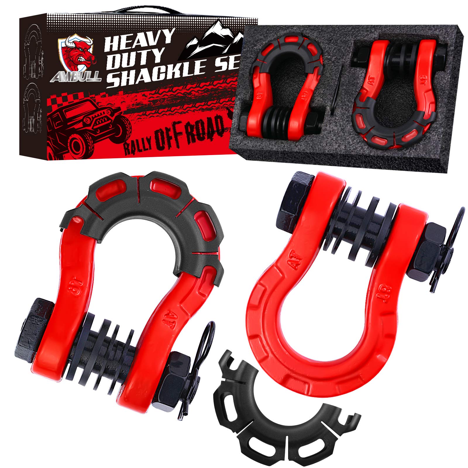 AMBULL Shackles Upgrade 3/4" D Ring Shackle (2 Pack) 70,000 Lbs Break ...