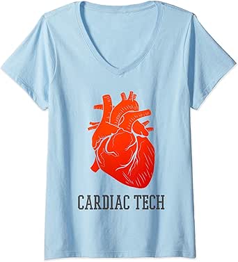 Amazon.com: Womens Heart Shaped Cardiac Tech Design, Cath Lab Gift V ...