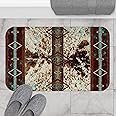 Amazon.com: Cowhide Print Western Bath Mat | Cow Print Southwestern ...