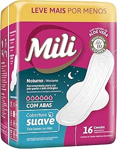 Absorvente MILI Noturno Suave Com abas 16 und, Mili | Amazon.com.br