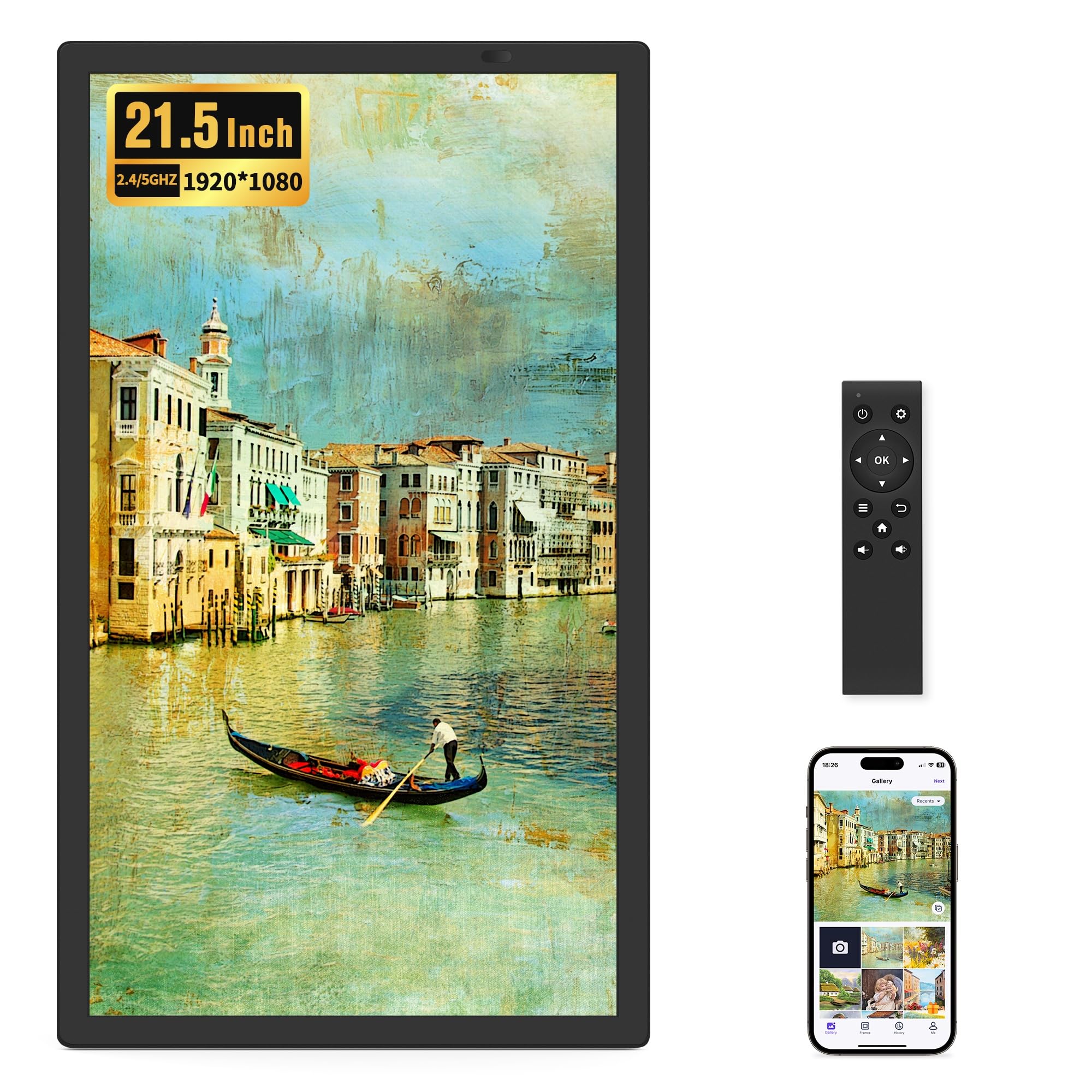 Uhale 21.5 Inch Large Digital Picture Frame WiFi with Remote Control ...
