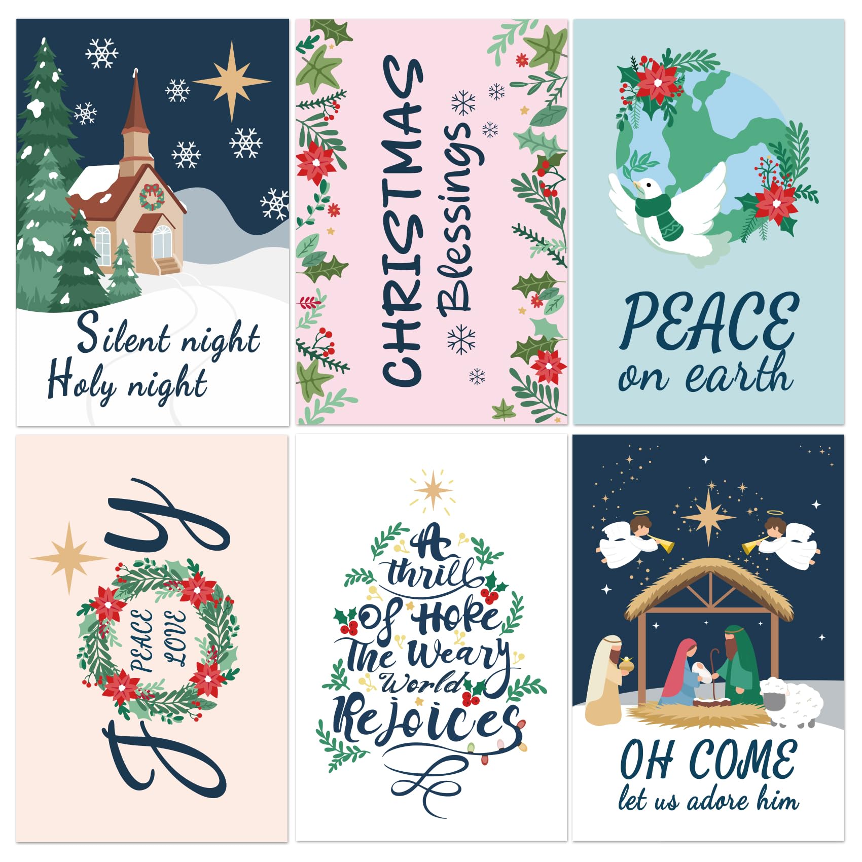 Taja Christmas Cards Set of 24 with Sacred Designs,Christmas Cards with ...
