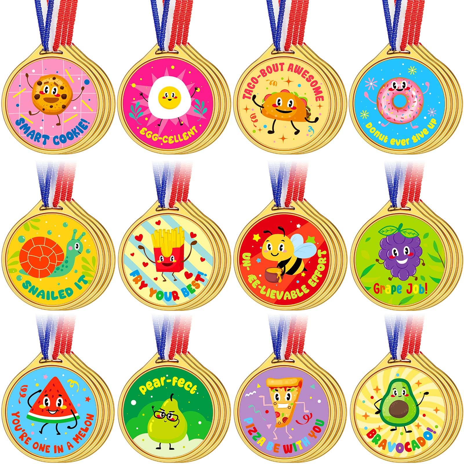 36 Pcs Award Medals Gold Plastic Award Medals Motivational Stickers for ...