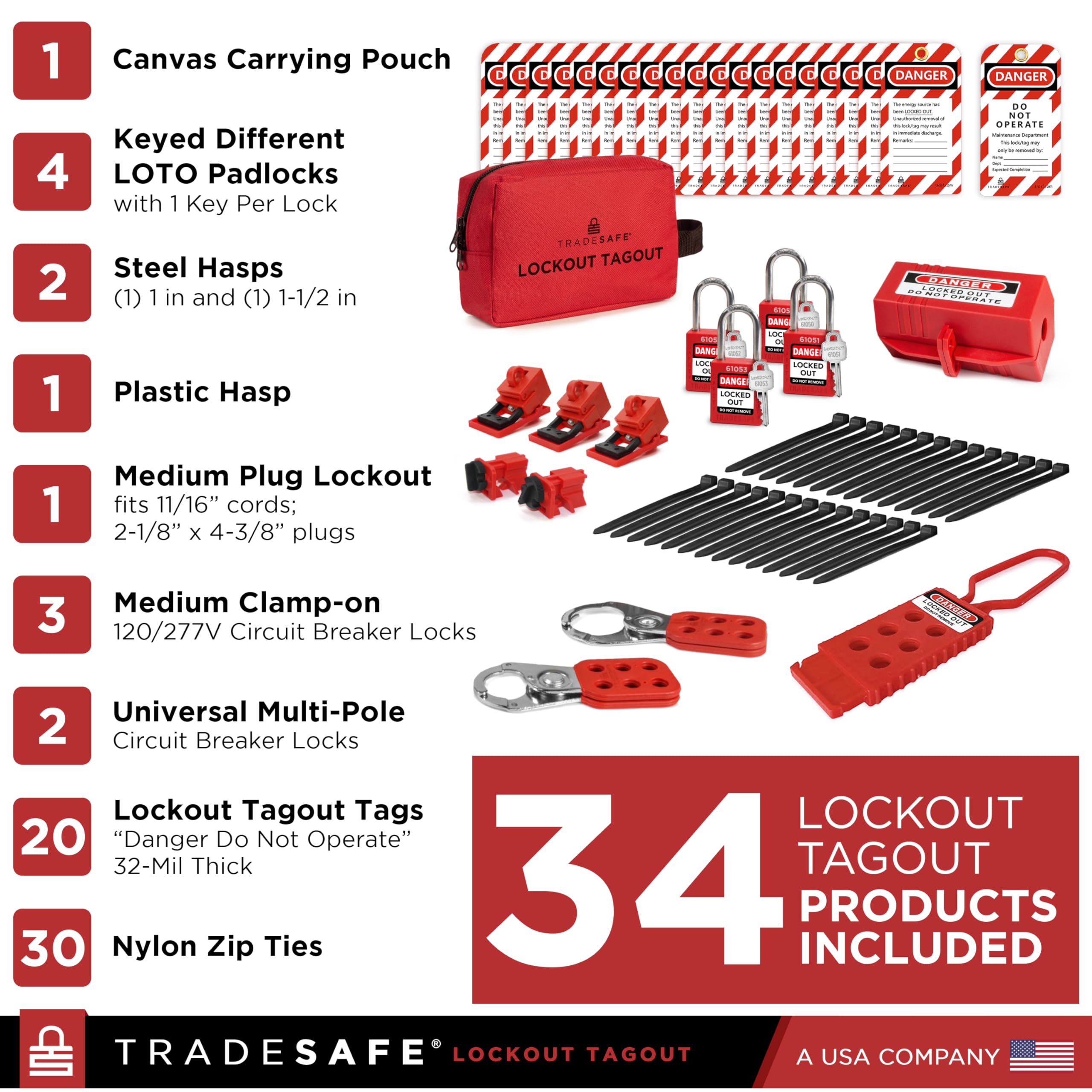Mua TRADESAFE Electrical Lockout Tagout Kit - Hasps, Clamp on and Universal Multipole Circuit ...