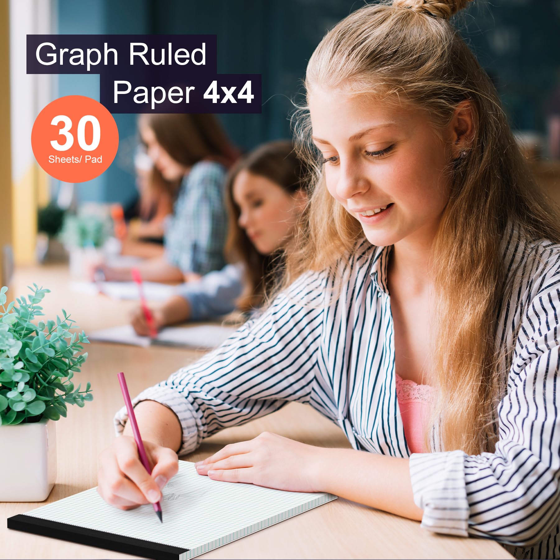 Graph Paper Pad 8.5 X 11 Grid Paper 4x4 Graphing Paper, 12 Pack Grid ...