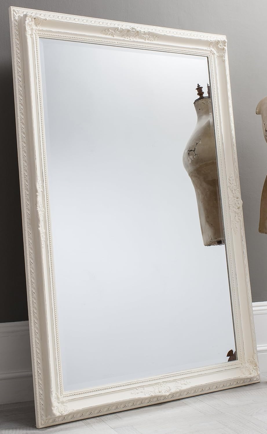 Buckingham Extra Large Vintage White Rectangle Full Length Wall Mirror ...