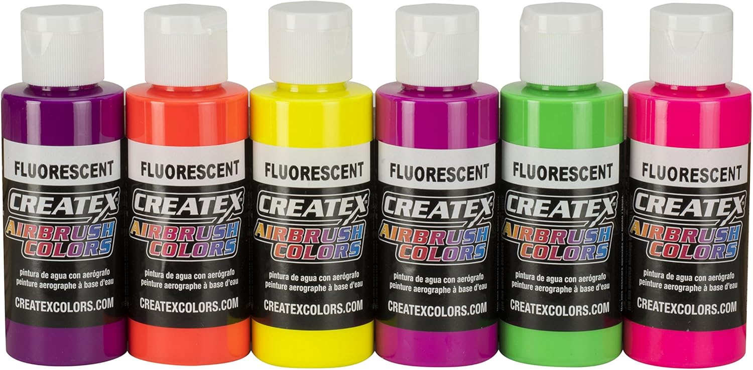Createx kit 6 colori fluorescenti aerografo 60 ML: Amazon.it: Fai da te