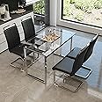 Amazon.com - Hilknen Glass Dining Table Set for 4, Modern Rectangle ...
