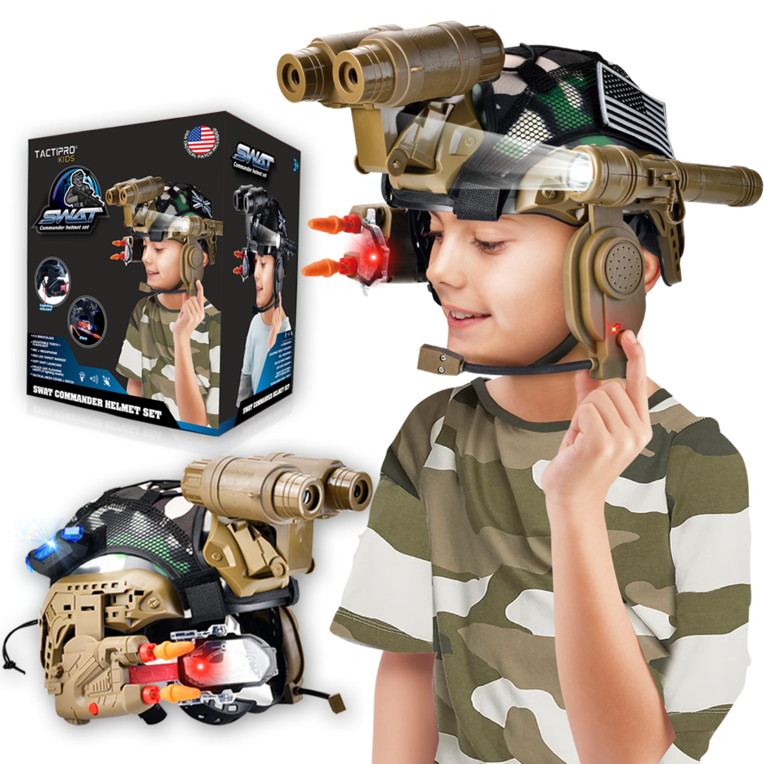 Kids Toys SWAT Commander Helmet. Army Soldier Military Police Gear 8 PC ...