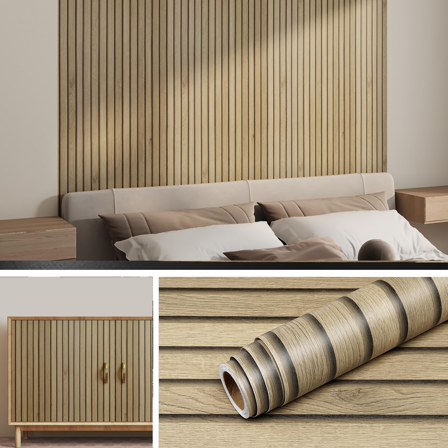 Livelynine 15.8X394 Wood Slats Peel and Stick Wallpaper Removable ...