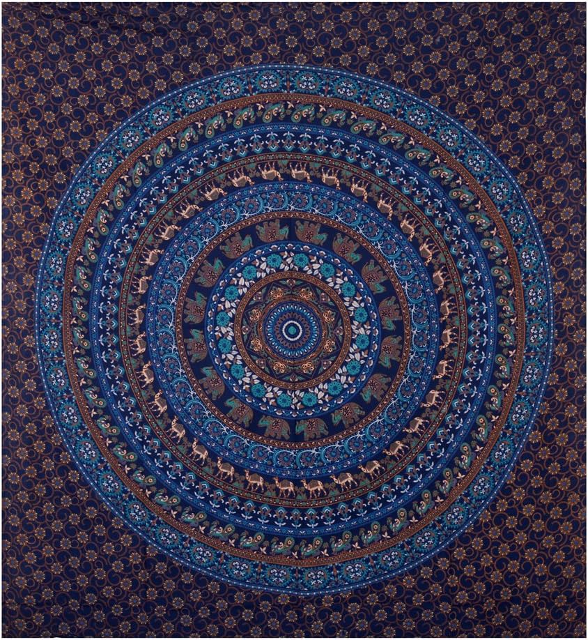 Blue Mandala Tapestry, Navy Blue Tapestry, Egyptian Tapestry, Hippie ...