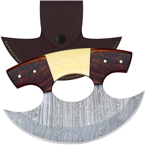 Alaskan Ulu Knives HUNTLUX Damascus Steel Alaskan Ulu Knife With