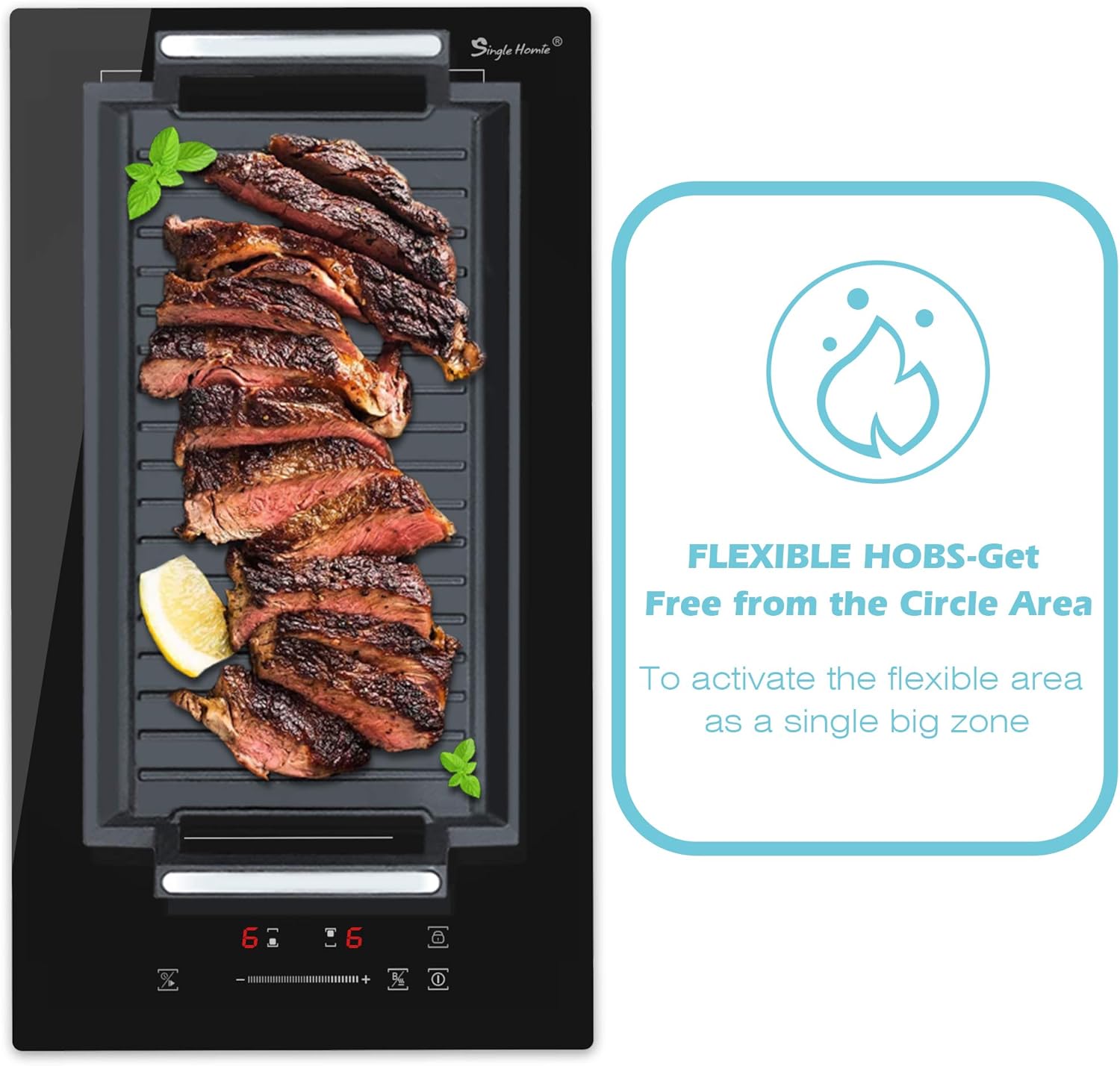 Induction Hob, Plug in Electric Cooktop 2800W 13Amp, Flex Zone for BBQ ...