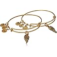 Alex and Ani "Path of Symbols" Wings Set of 2 Gold Expandable Wire Bangle Charm Bracelet ...