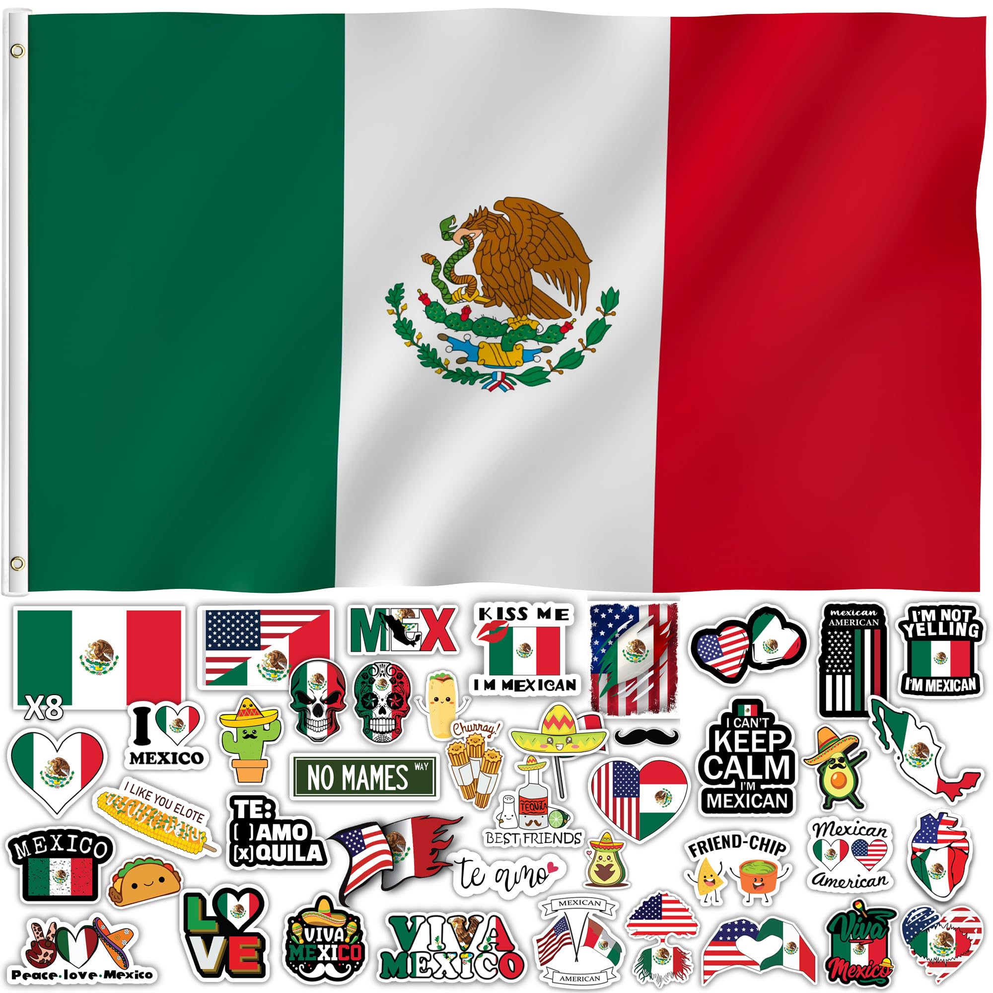 Take Pride Mexican Flag and Sticker Pack, Authentic Mexico Flag for Car ...