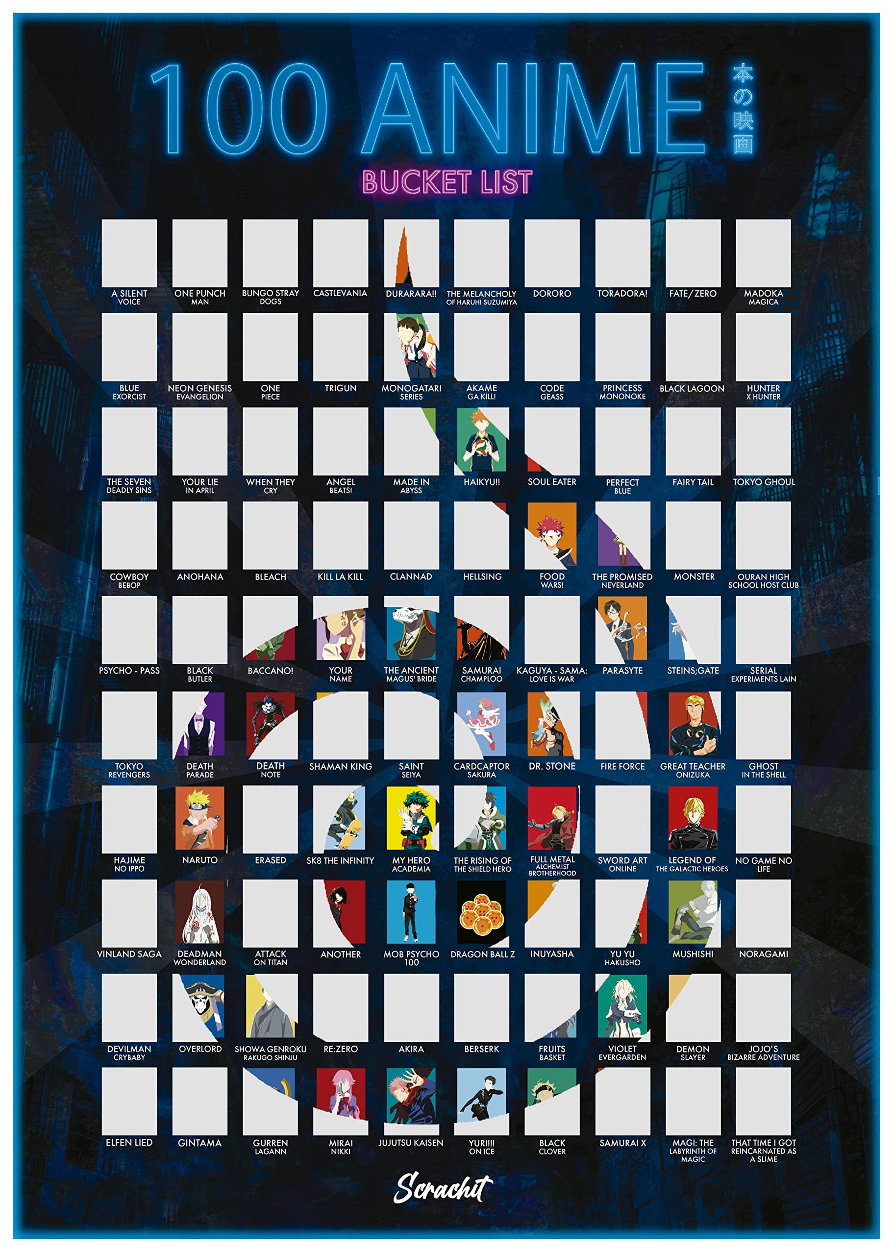 Mua scrachit Top 100 Anime Scratch Off Poster - 23x17 - Challenge ...