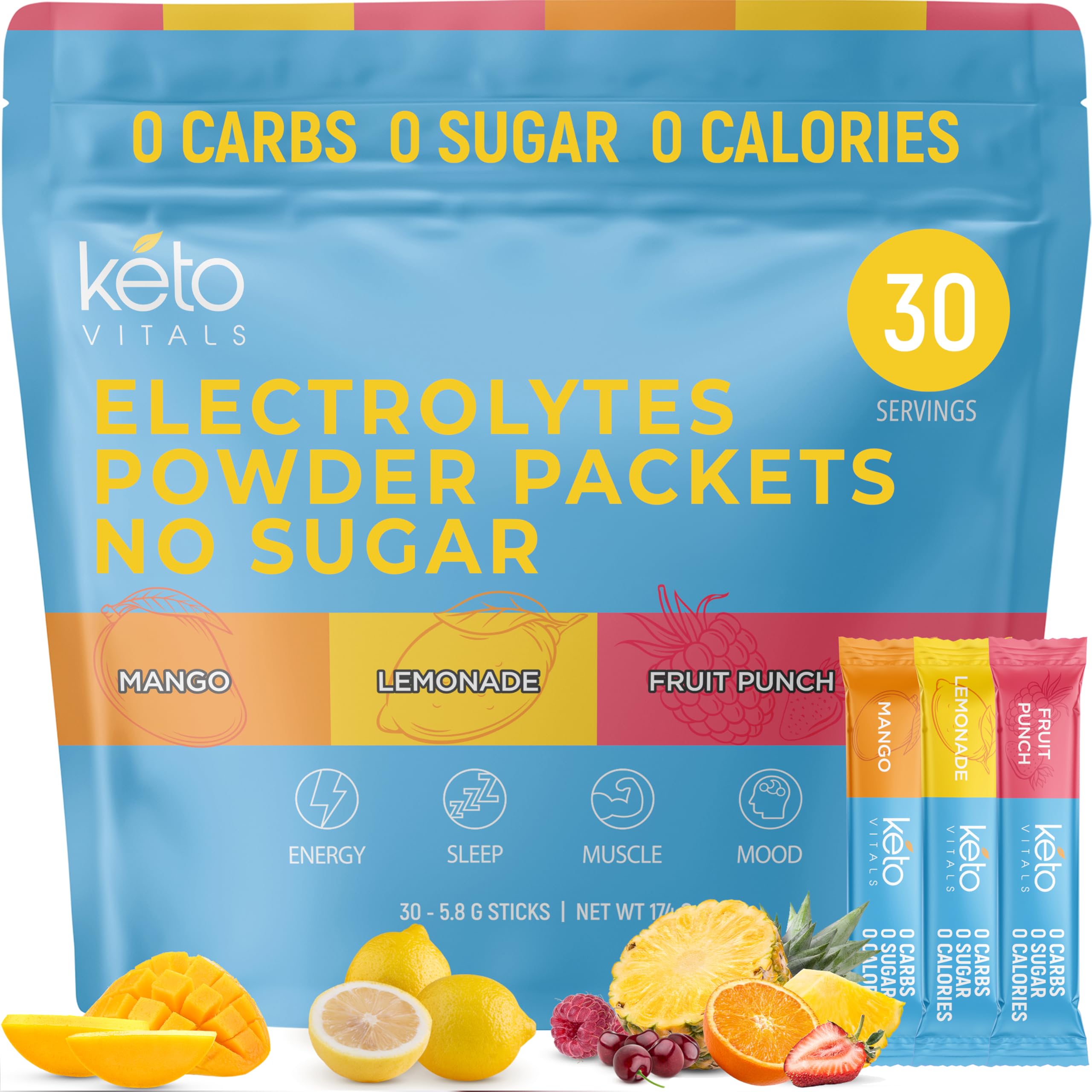 Mua Keto Vitals Original Electrolytes Powder No Sugar Packets | Keto ...