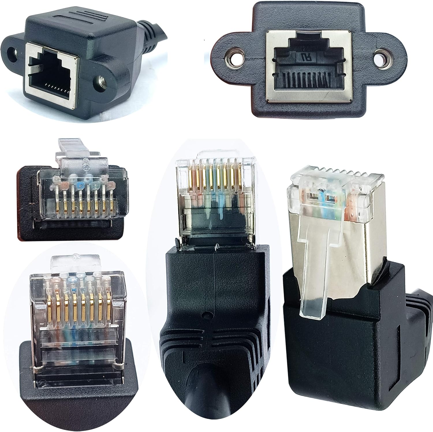 AAOTOKK Cat 6 Ethernet Cable 90 Degree UP (Upward) Angle RJ45 Male to ...