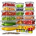 Amazon.com: KEMETHY 44-Piece Food Storage Containers with Lids(22 Containers & 22 Lids), Plastic ...