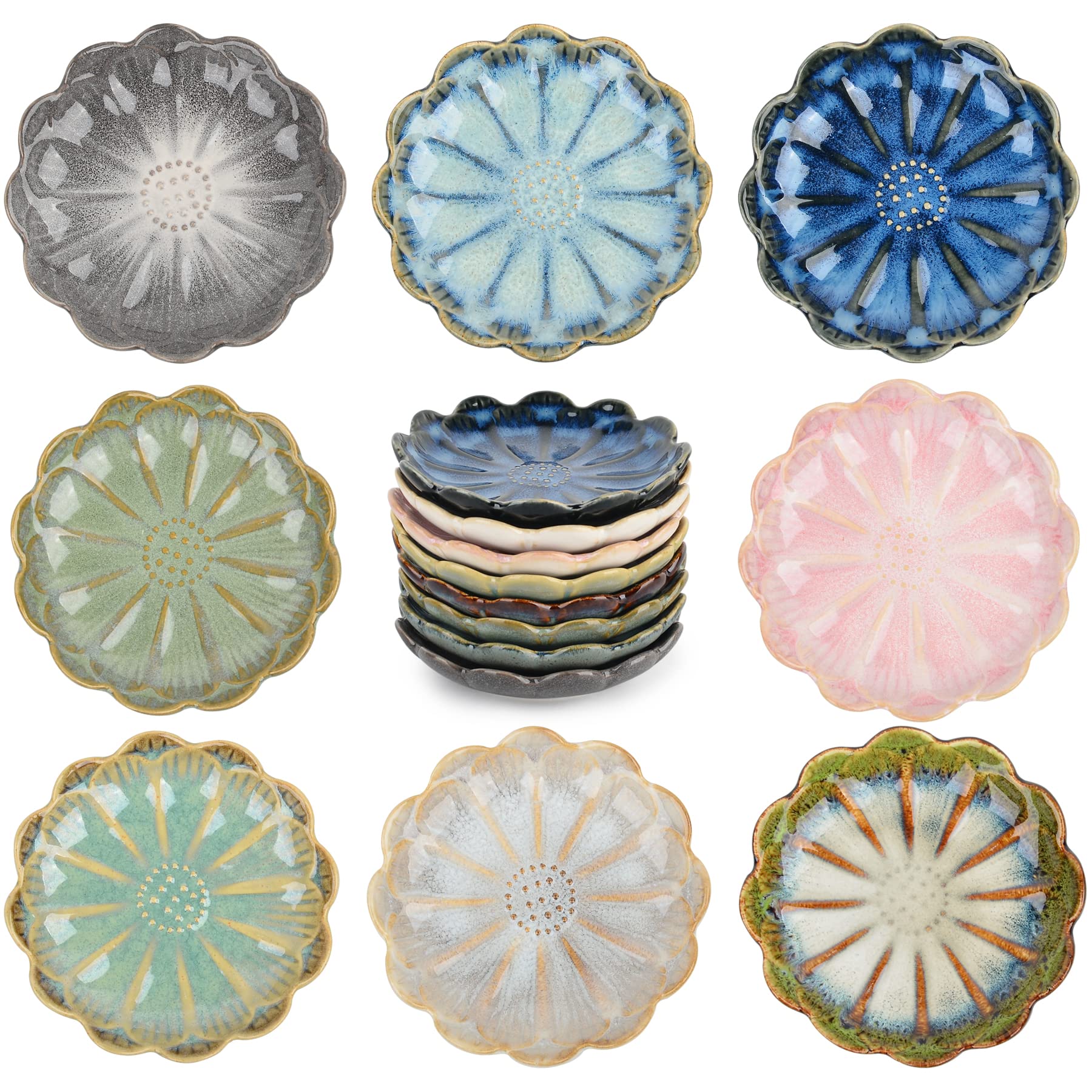 ZEBERBO Dipping Bowls Set of 8, Ceramic Soy Sauce Dishes, 3 oz Dipping ...